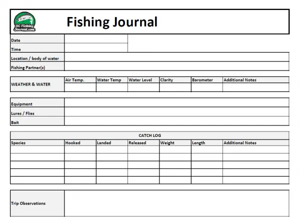 Record your Fishing Trip Data - BC Fishing Journal
