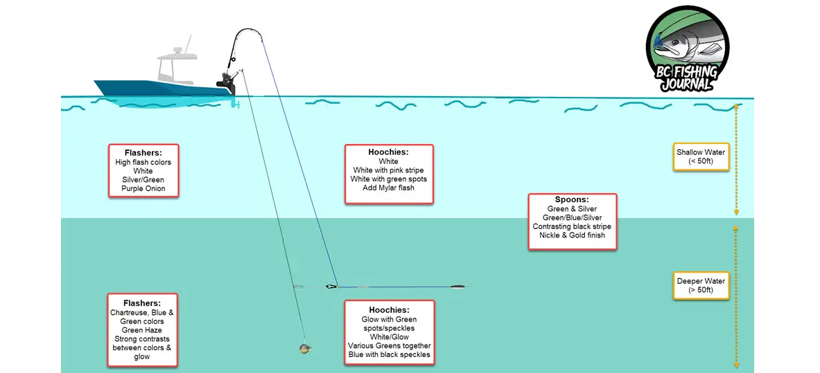 Trolling Salmon Spoons, Hoochies, Colors and Leader Lengths - BC ...